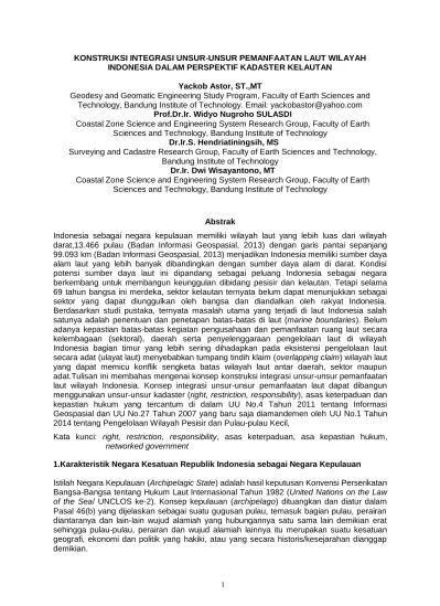 KONSTRUKSI INTEGRASI UNSUR-UNSUR PEMANFAATAN LAUT WILAYAH INDONESIA ...