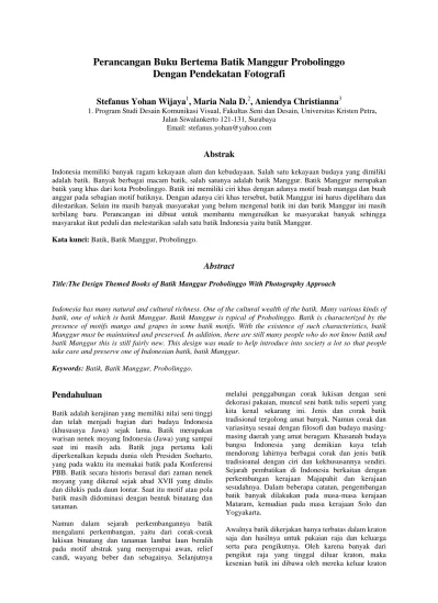 Perancangan Buku Bertema Batik Manggur Probolinggo Dengan Pendekatan ...