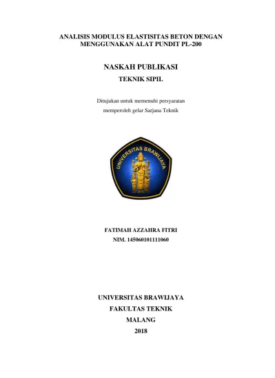 ANALISIS MODULUS ELASTISITAS BETON DENGAN MENGGUNAKAN ALAT PUNDIT PL ...