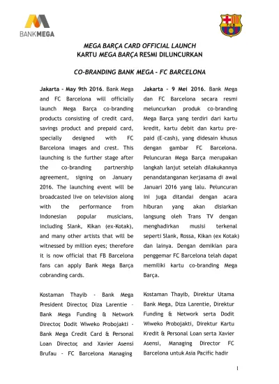 MEGA BARÇA CARD OFFICIAL LAUNCH KARTU MEGA BARÇA RESMI DILUNCURKAN CO ...