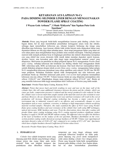 KETAHANAN AUS LAPISAN Ni-Cr PADA DINDING SILINDER LINER DENGAN ...
