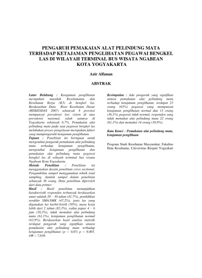 Top PDF Alat Pelindung Diri (APD) pada Bengkel Las - 123dok.com