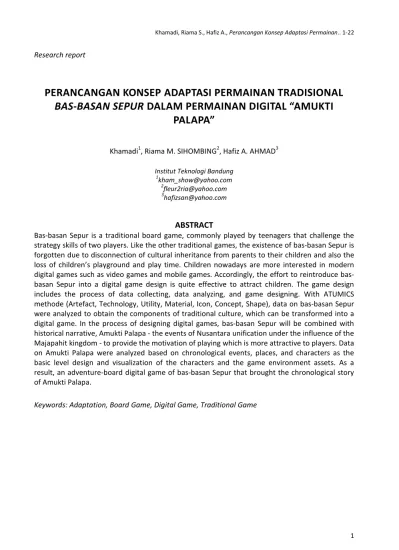 PERANCANGAN KONSEP ADAPTASI PERMAINAN TRADISIONAL BAS-BASAN SEPUR DALAM ...