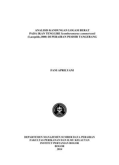 Analisis Kandungan Logam Berat pada Ikan Tenggiri Scomberomorus ...