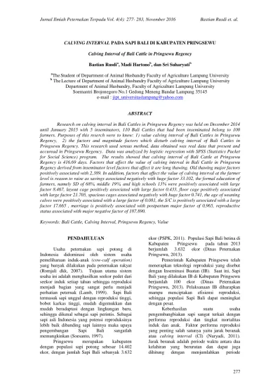 Top PDF Analisis calving interval terhadap variabel ternak - 123dok.com