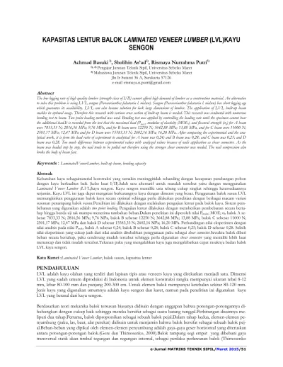 KAPASITAS LENTUR BALOK LAMINATED VENEER LUMBER (LVL)KAYU SENGON