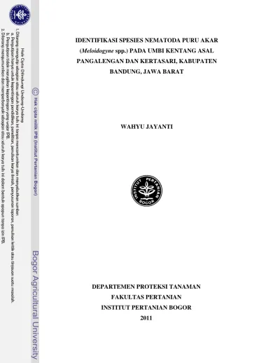 IDENTIFIKASI SPESIES NEMATODA PURU AKAR (Meloidogyne spp.) PADA UMBI ...