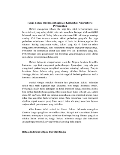 Fungsi Bahasa Indonesia sebagai Alat Kom