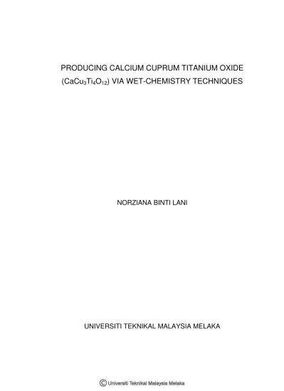 Producing Calcium Cuprum Titanium Oxide (CaCu3Ti4O12) Via Wet Chemistry ...