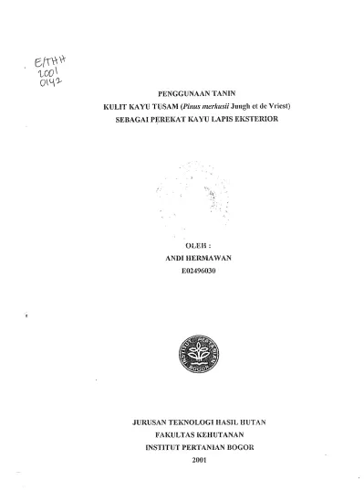 Penggunaan Tanin Kulit Kayu Tusam (Pinus merkusii Juugh et de Vricst ...