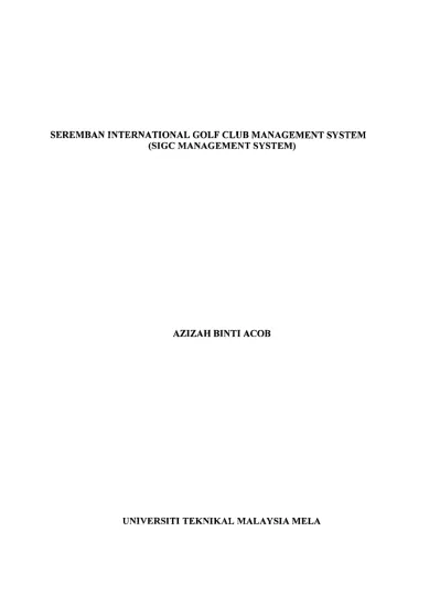Seremban International Golf Club Management System (SIGC Management ...