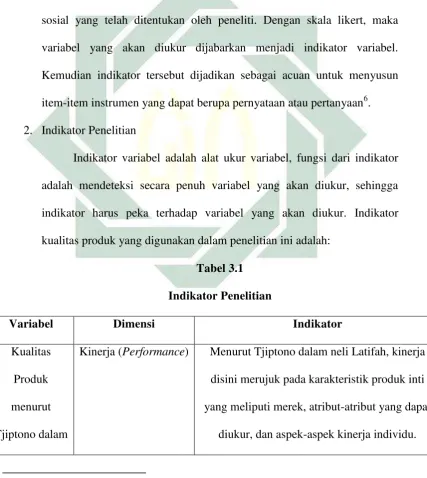 Variabel dan Indikator Penelitian - METODE PENELITIAN