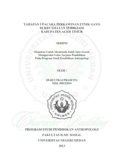TAHAPAN UPACARA PERKAWINAN ETNIK GAYO DI KECAMATAN SERBEJADI KABUPATEN ...