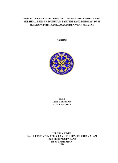 Bioakumulasi Logam Pb dan Cr Dalam Sistem Biofiltrasi Vertikal dengan ...