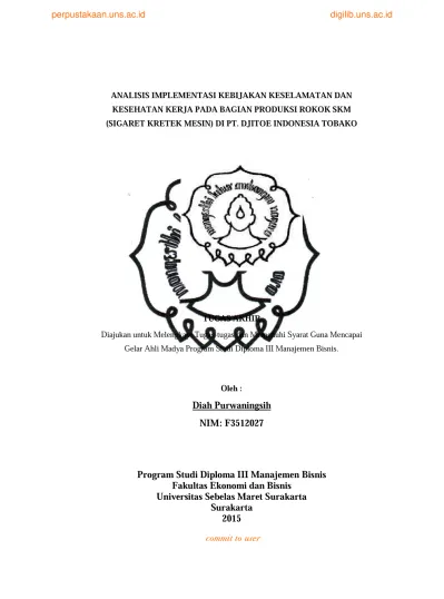 ANALISIS IMPLEMENTASI KEBIJAKAN KESELAMATAN DAN KESEHATAN KERJA PADA ...