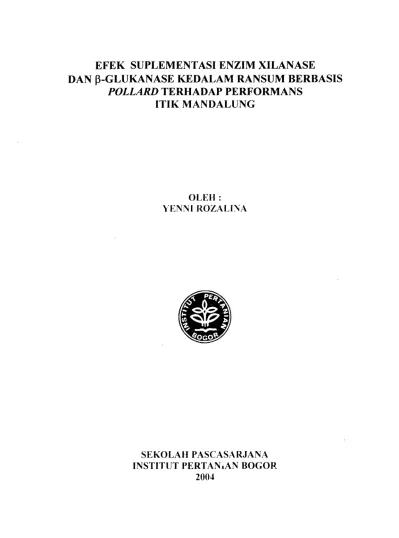 Efek Suplementasi Enzim Xilanase dan B Glukanase kedalam Ransum ...