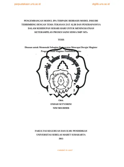 PENGEMBANGAN MODUL IPA TERPADU BERBASIS MODEL INKUIRI TERBIMBING DENGAN ...