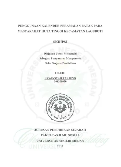 PENGGUNAAN KALENDER PERAMALAN BATAK PADA MASYARAKAT HUTA TINGGI ...