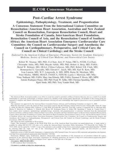 Post–Cardiac Arrest Syndrome: Epidemiology, Pathophysiology, Treatment ...