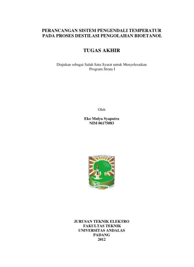 PERANCANGAN SISTEM PENGENDALI TEMPERATUR PADA PROSES DESTILASI ...