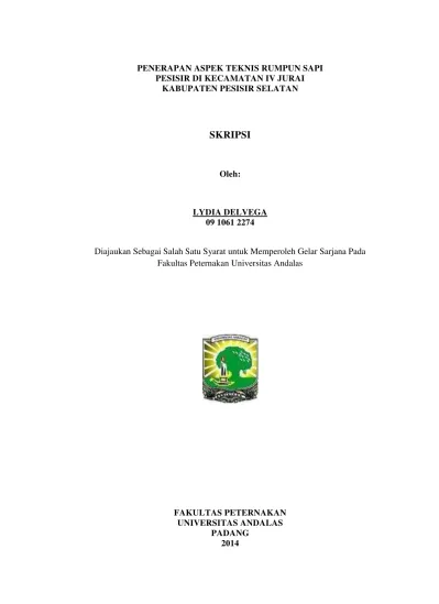 PENERAPAN ASPEK TEKNIS RUMPUN SAPI PESISIR DI KECAMATAN IV JURAI ...