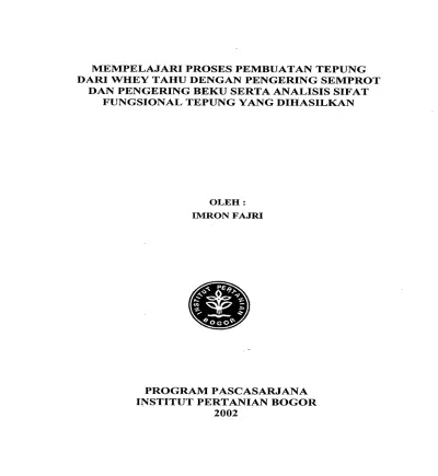 Mempelajari Proses Pembuatan Tepung dari Whey Tahu dengan Pengeringan ...