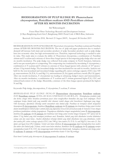 BIODEGRADATION OF PULP SLUDGE BY Phanerochaete chrysosporium ...