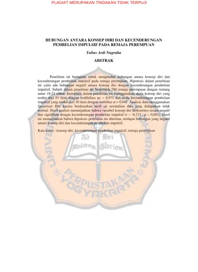 Hubungan antara konsep diri dan pembelian impulsif pada remaja perempuan.