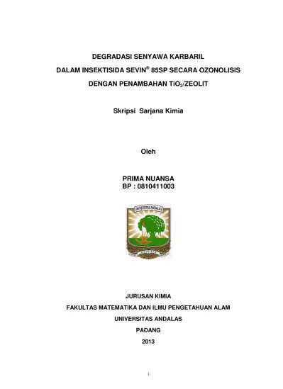 DEGRADASI SENYAWA KARBARIL DALAM INSEKTISIDA SEVINÂ® 85SP SECARA ...