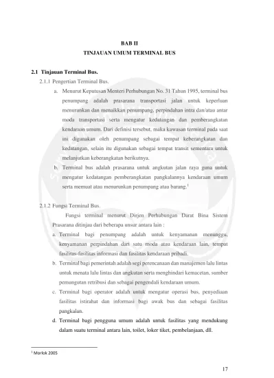 TINJAUAN UMUM TERMINAL BUS LANDASAN KONSEPTUAL PERENCANAAN DAN ...