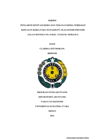 Pengaruh Motivasi Kerja dan Tekanan kerja terhadap Kepuasan kerja pada ...
