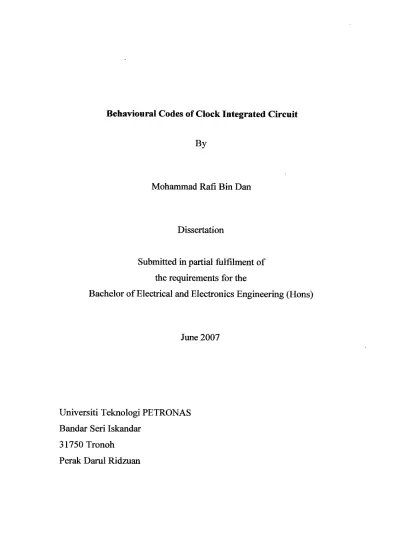 Behavioural Codes of Clock Integrated Circuit
