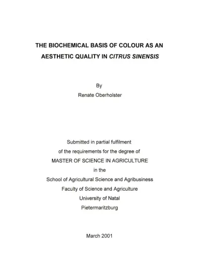 The biochemical basis of colour as an aesthetic quality in Citrus sinensis.