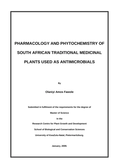 Pharmacology and phytochemistry of South African traditional medicinal ...