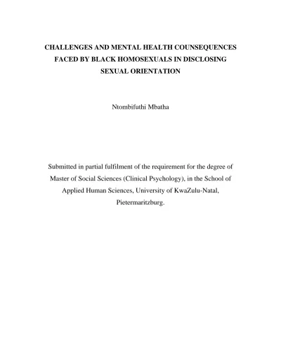 Challenges and mental health counsequences [sic] faced by black ...